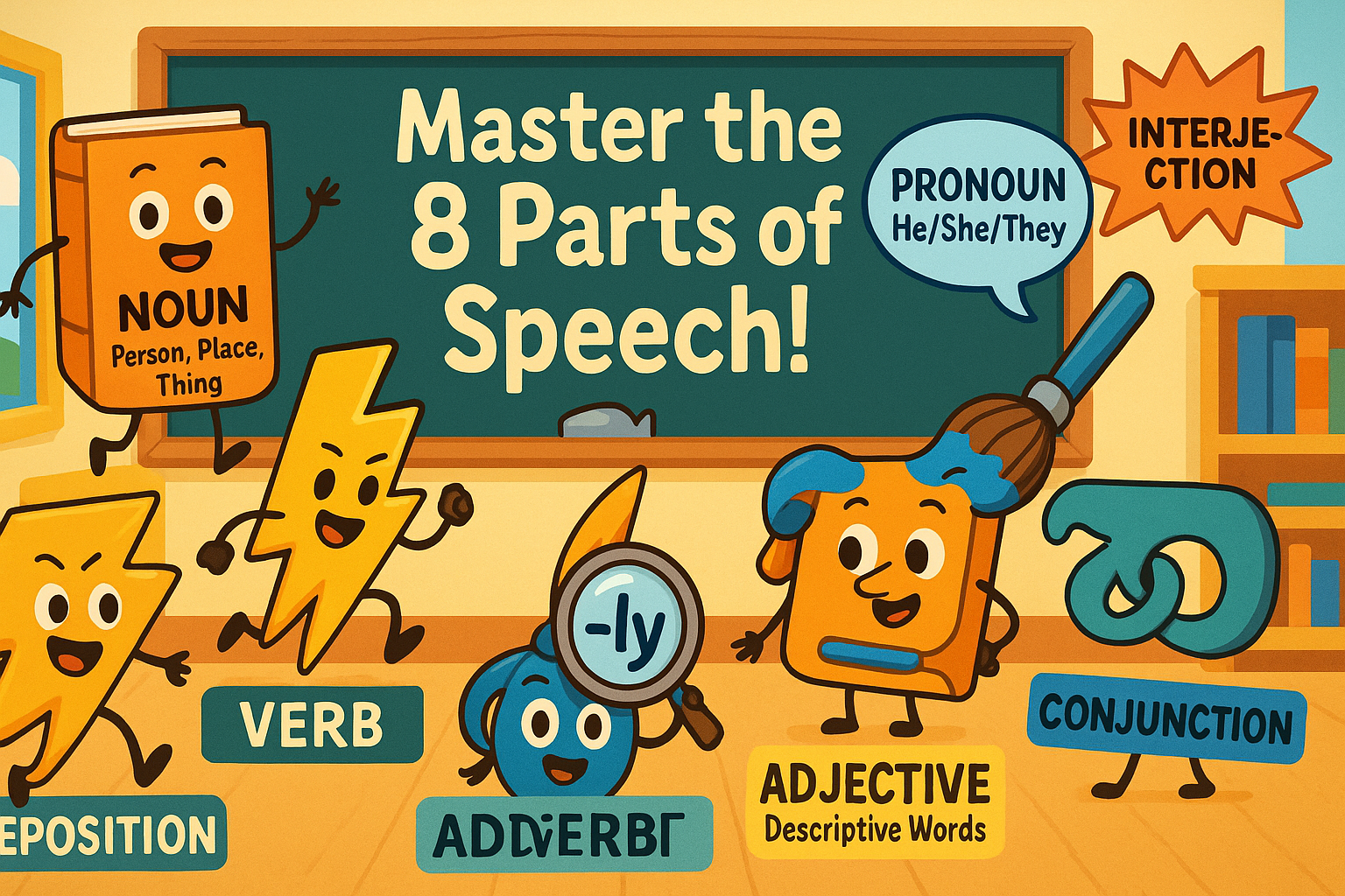 English Grammar - Eight Parts of Speech (Noun, Pronoun, Verb, Adjective ...